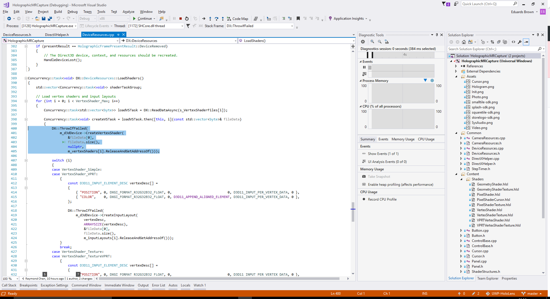 HolographicMRCapture C++ Exception · Issue #765 · microsoft/Windows-universal-samples · GitHub