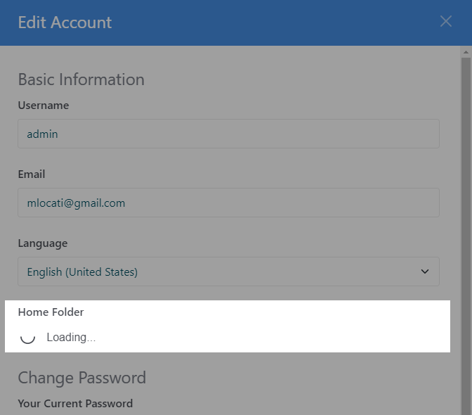 Edit Account Details Home Folder Selector Keeps Spinning · Issue 11152 · Concretecms