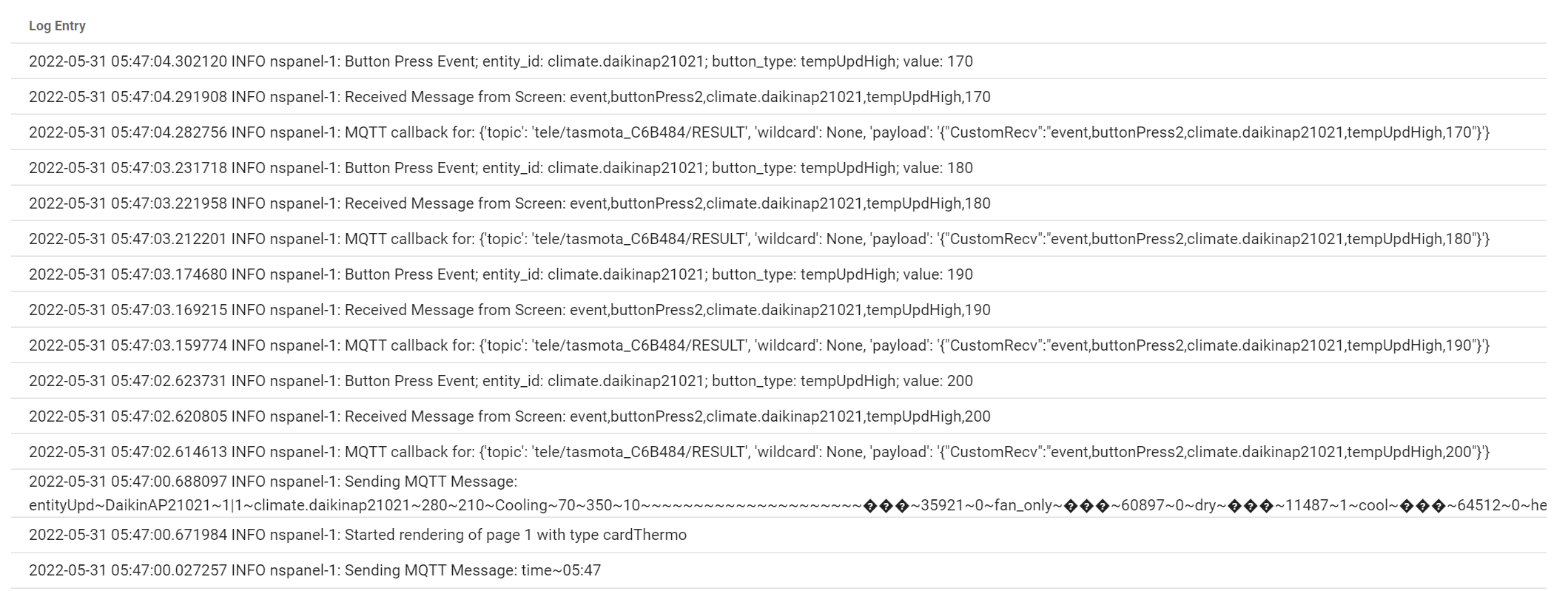 [BUG] Climate Card does not seem to work properly · Issue #244 · joBr99/nspanel-lovelace-ui · GitHub