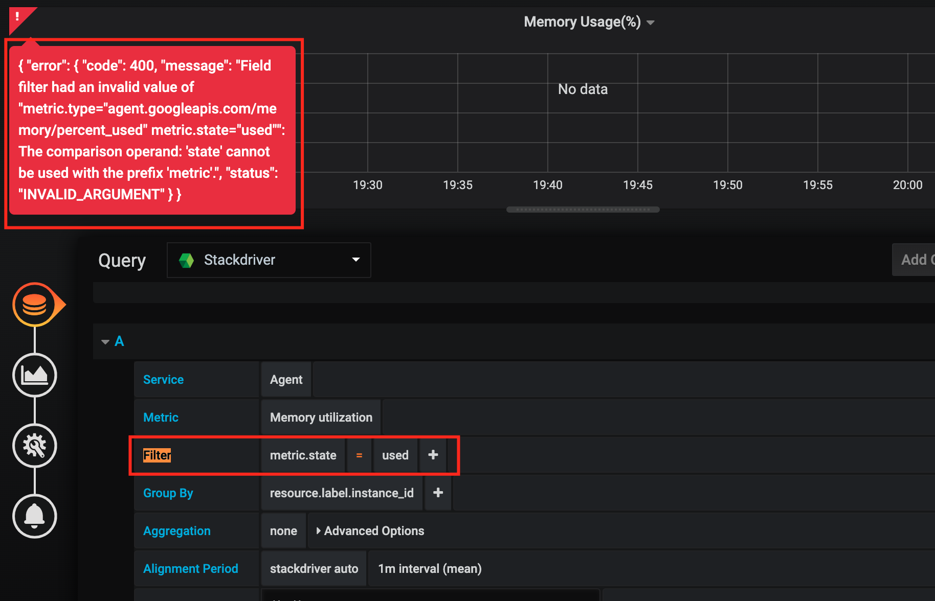 Doesnt Support Metricstate Using Stackdriver In Filter · Issue 26232 · Grafanagrafana · Github