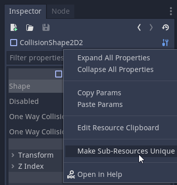 Duplicating/Copying CollisionShape2D's causes the Collision shapes to ...