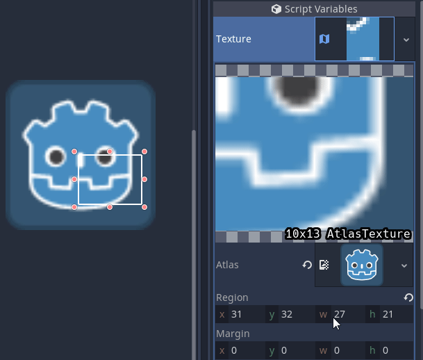 When changing region of `AtlasTexture` the size in the texture preview isn't updated · Issue ...