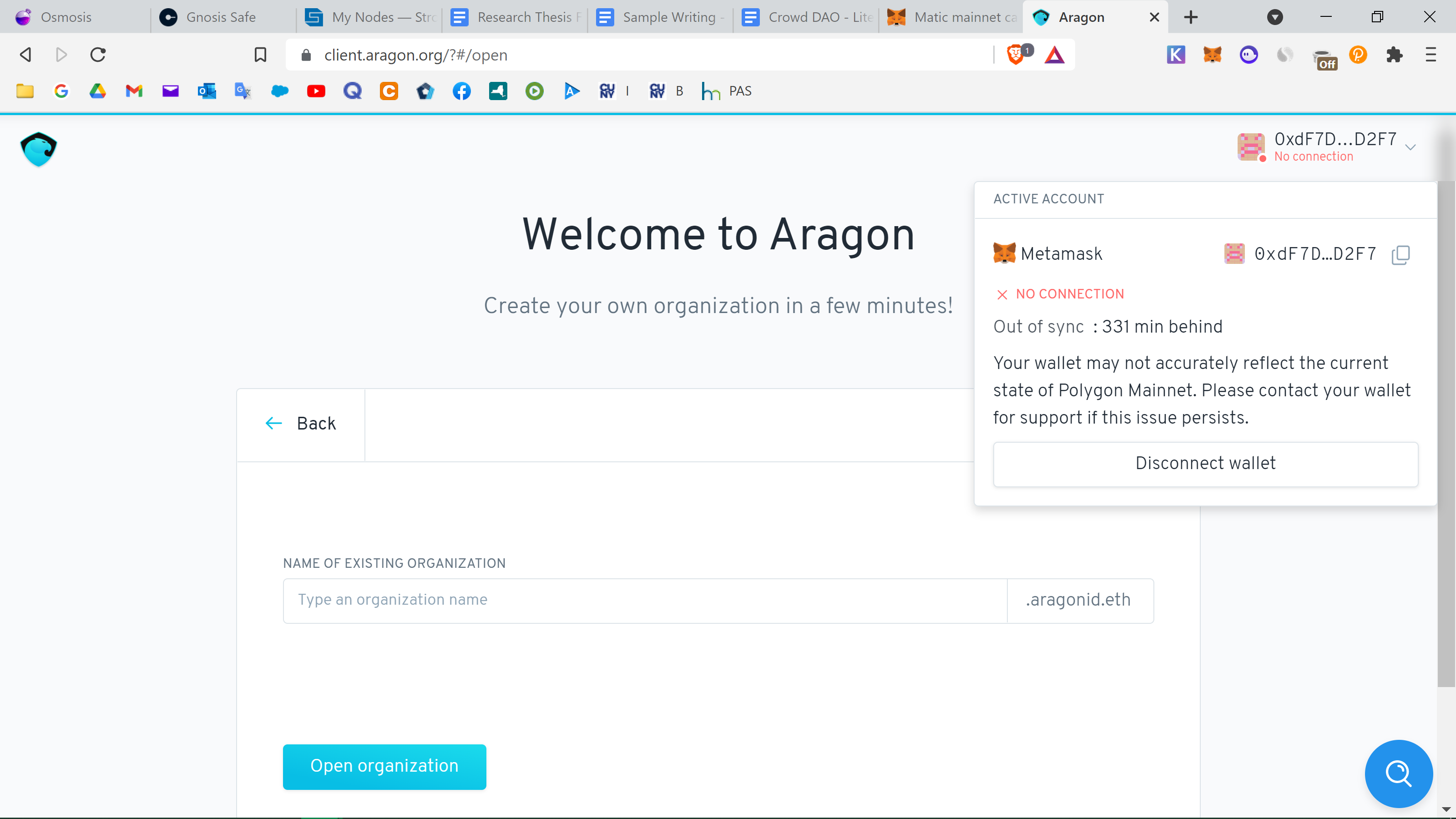 Wallet Connectio error · Issue #1687 · aragon/client · GitHub
