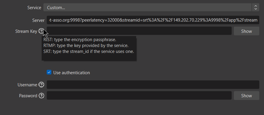 obs-ffmpeg: Direct setting of encryption & auth for SRT & RIST by ...
