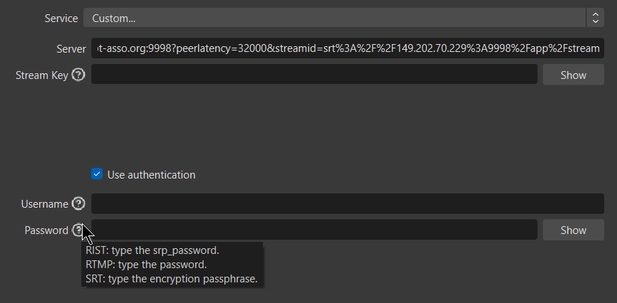 obs-ffmpeg: Direct setting of encryption & auth for SRT & RIST by ...