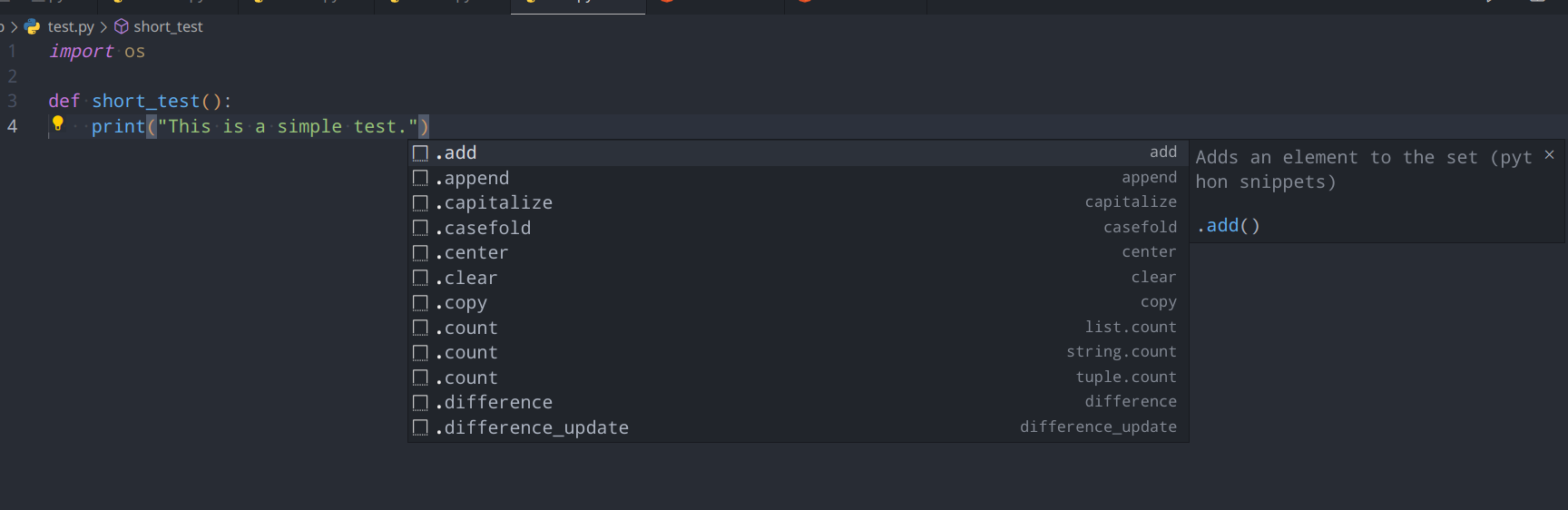 Pylance offers auto-complete suggestions on punctuation fullstops inside strings · Issue #3621 ...