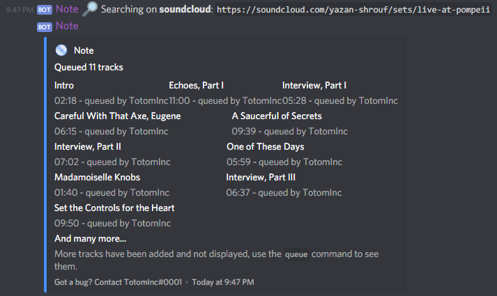 Invalid Format Of A Rich Embed When Queuing A Playlist · Issue 15 · Totomincdiscord Stream 