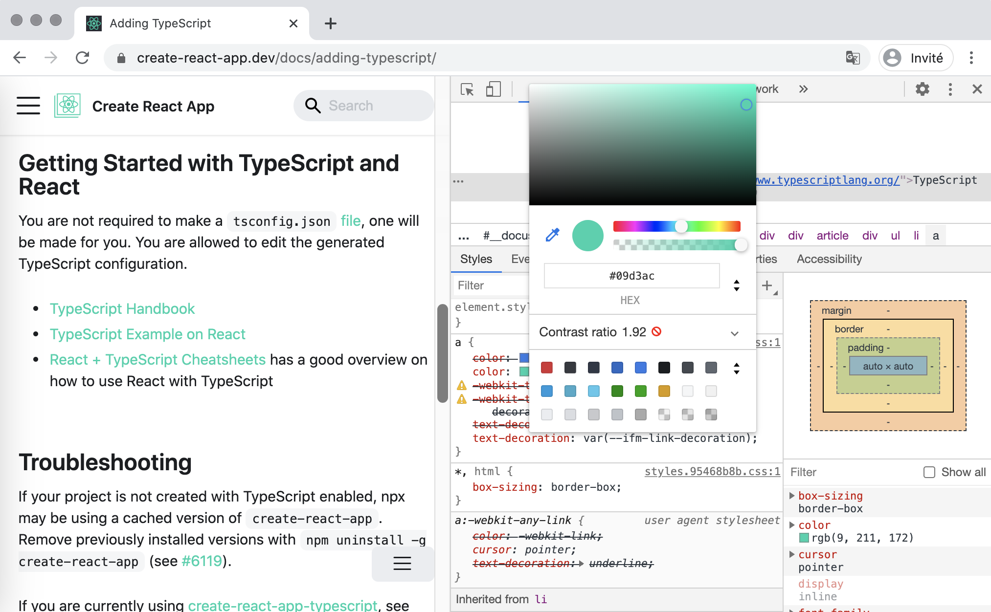 Improve contrast ratio of turquoise links in the documentation website ...