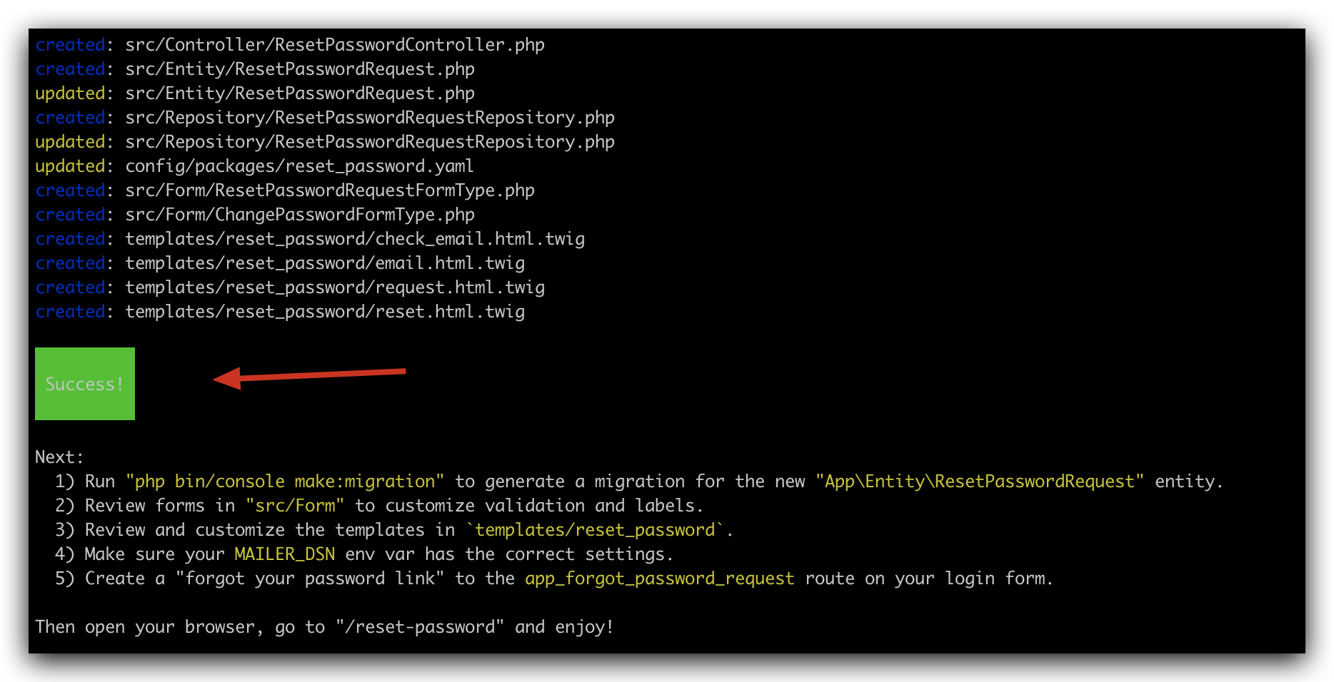 There Is No Extension Able To Load The Configuration For Symfonycasts Reset Password · Issue