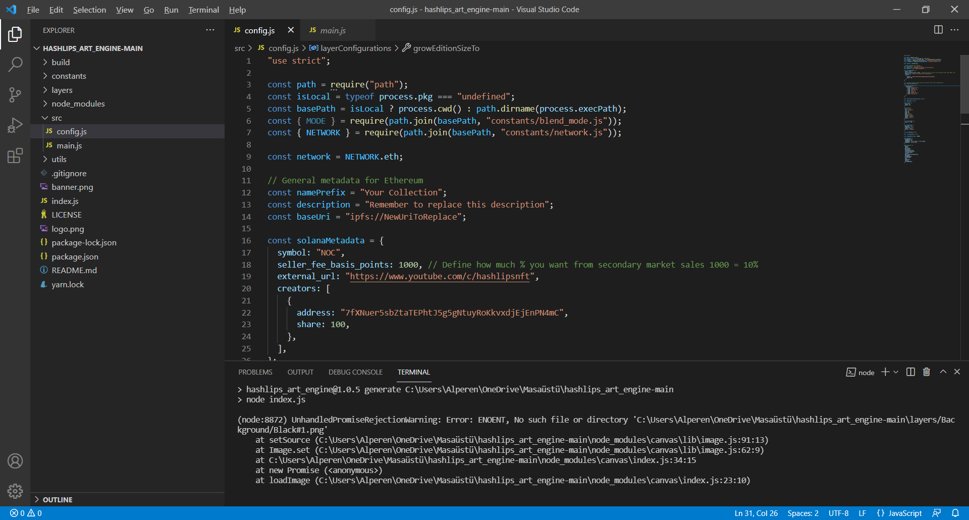 Node Index Js Problem · Issue 140 · Hashlips Hashlips Art Engine · Github