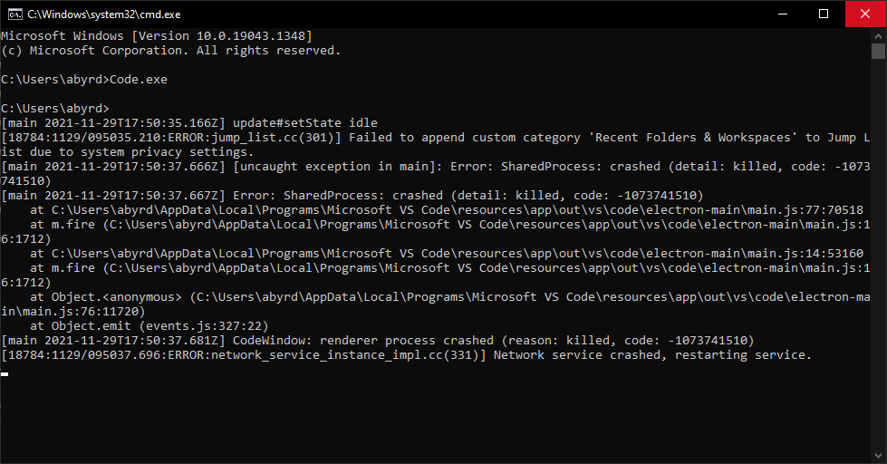 code.cmd leaves terminal window open when launching vscode · Issue #135306 · microsoft/vscode ...
