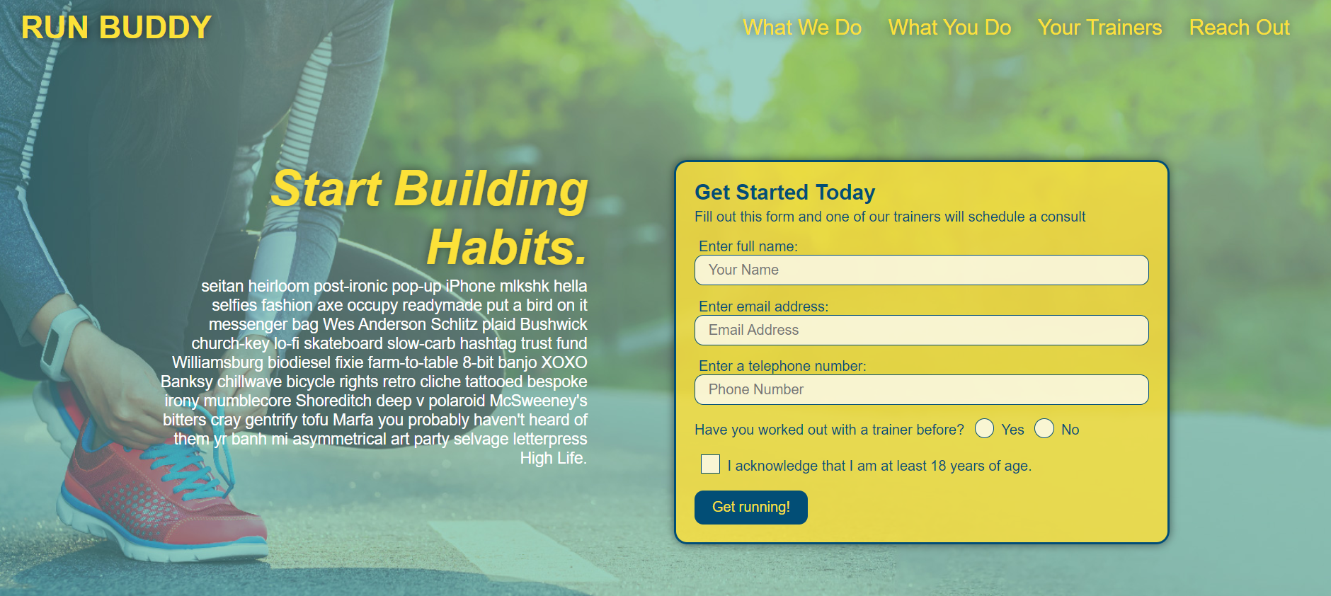 GitHub - tanyaleepr/run-buddy-website: Fitness website is a landing page ready to be published ...