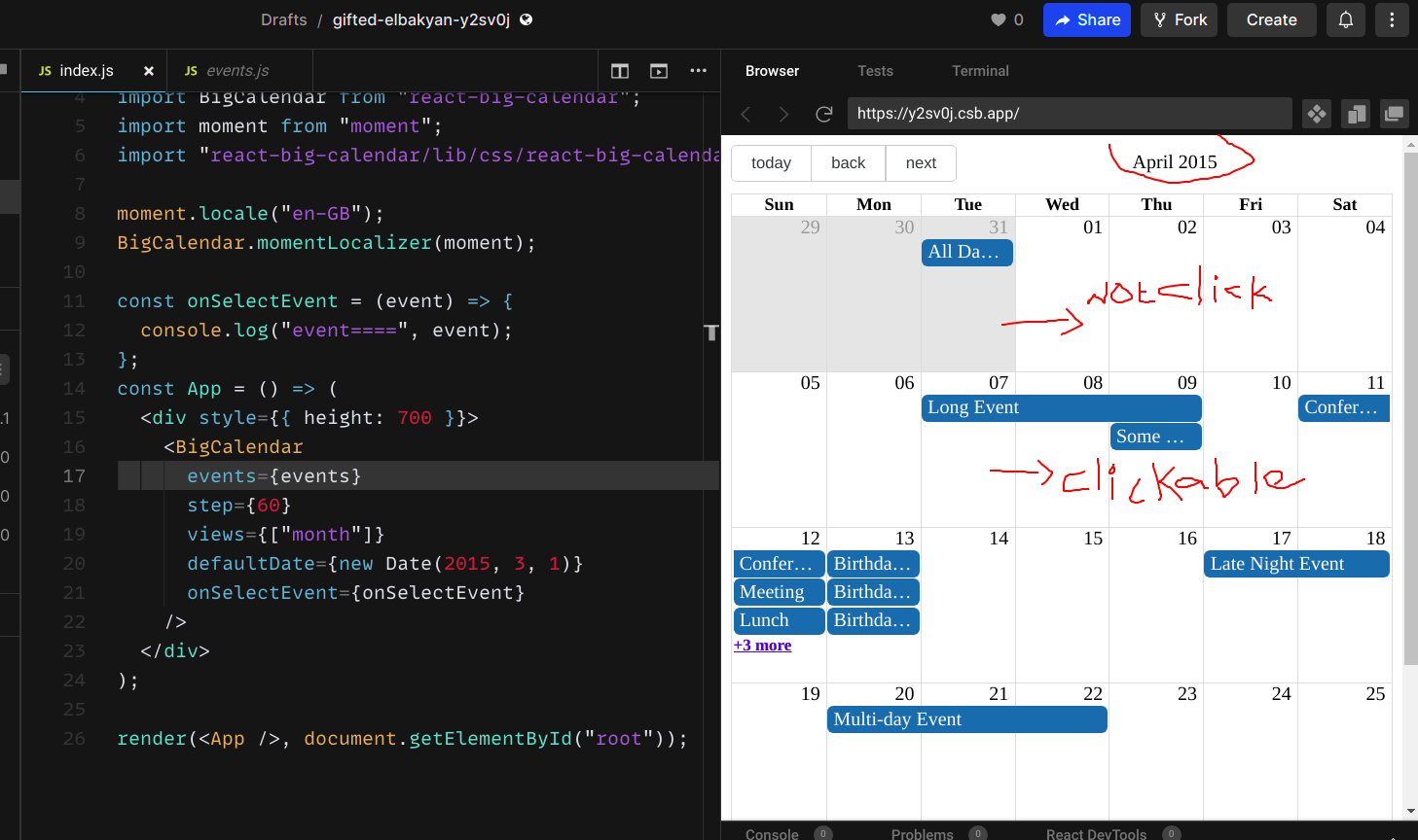 Hide Click Option In Disabled Dates When Click On Events · Issue 2373 · Jquensereact Big