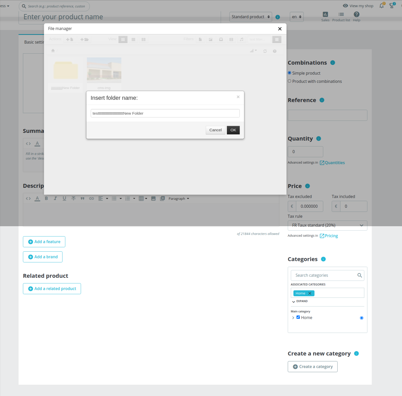 BO - The field text of a new folder is not consider as a placeholder · Issue #26519 · PrestaShop ...