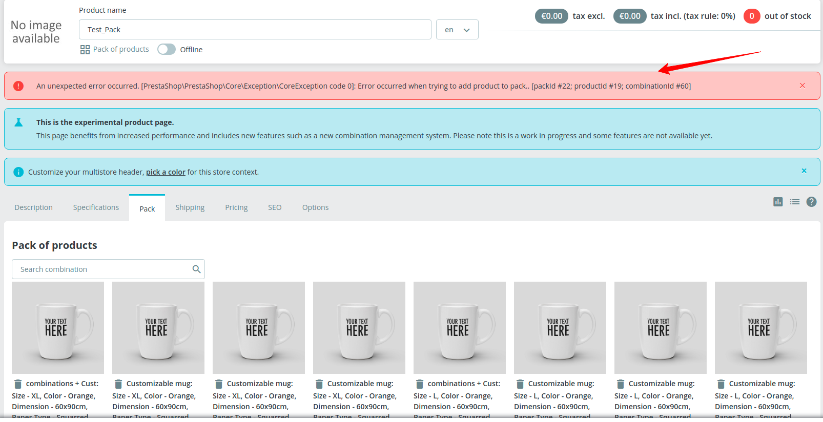 BO - An exception is thrown when save the packed product after adding an associated combinations ...