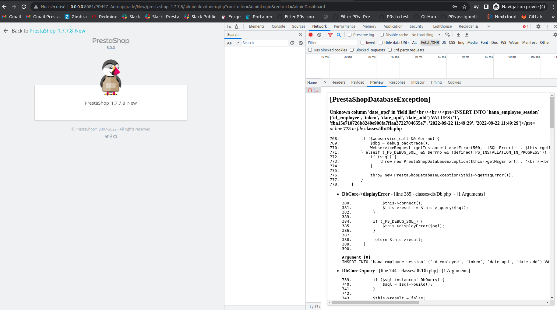 Autoupgrade - BO - Errors when upgrading from 1.7 to 8.0 with a zip version different from the 8 ...