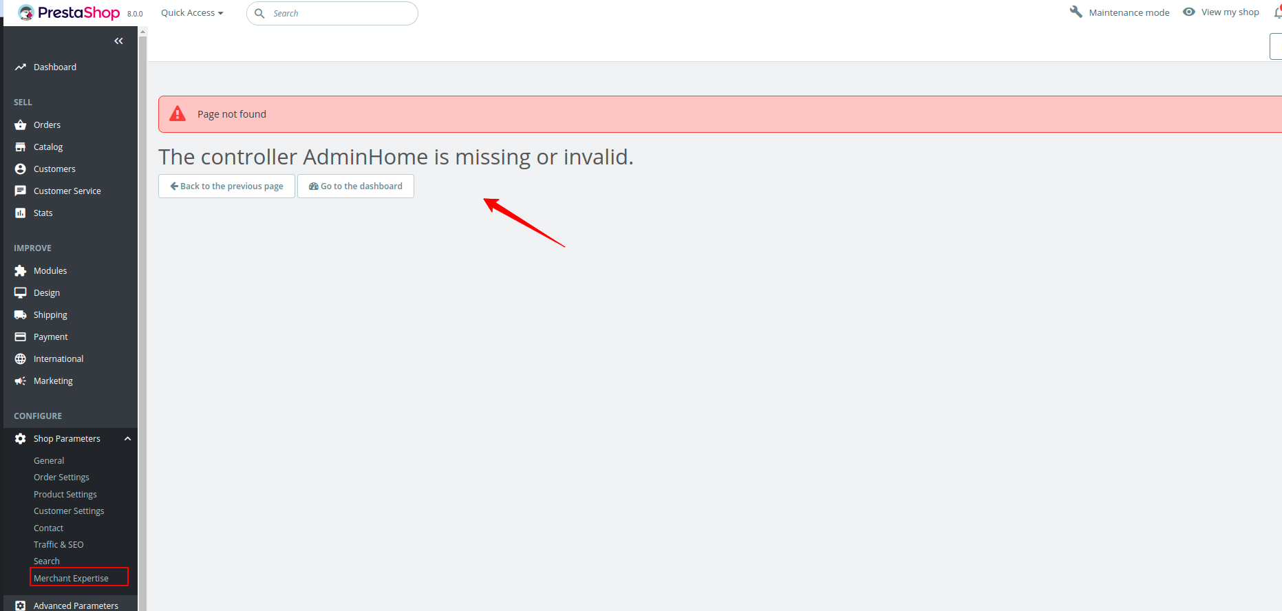 Autoupgrade - BO - A page not found error related to the controller is missing or invalid in ...