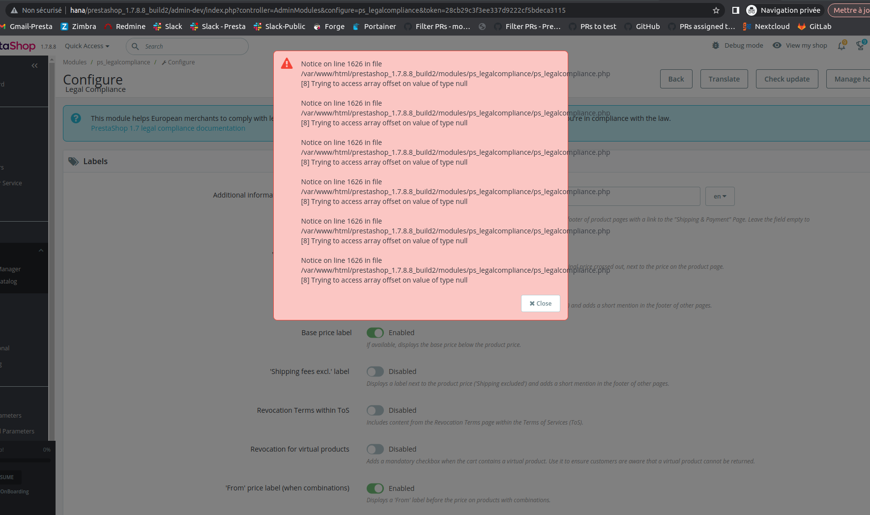 An error on the module ps_legalcompliance v3.0.2 configuration with php7.4 · Issue #30692 ...