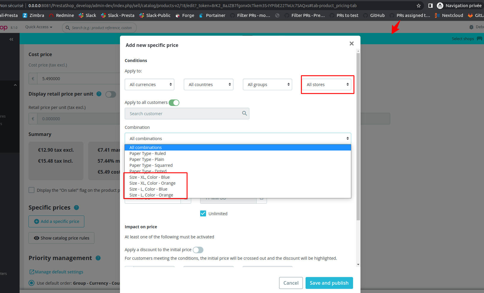 Product v2 specific price combination choices doesn't consider shop constraint · Issue #30798 ...