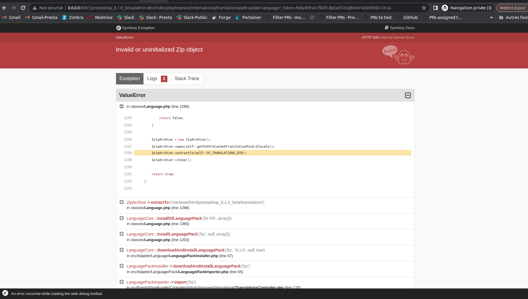 BO - Translations - 2 Exceptions displayed when trying to add/update language Breton · Issue ...
