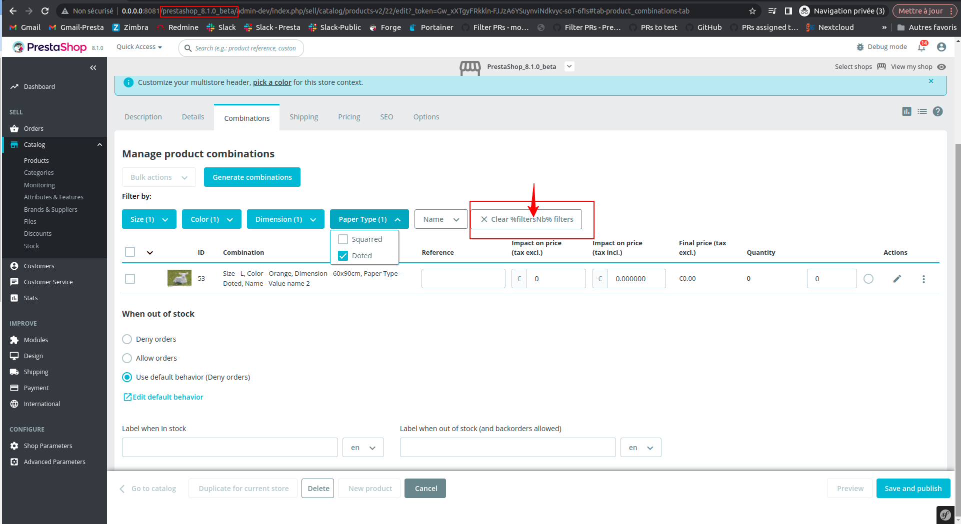 PPV2 - The number of filter is not well displayed when filtering more than one in a product with ...