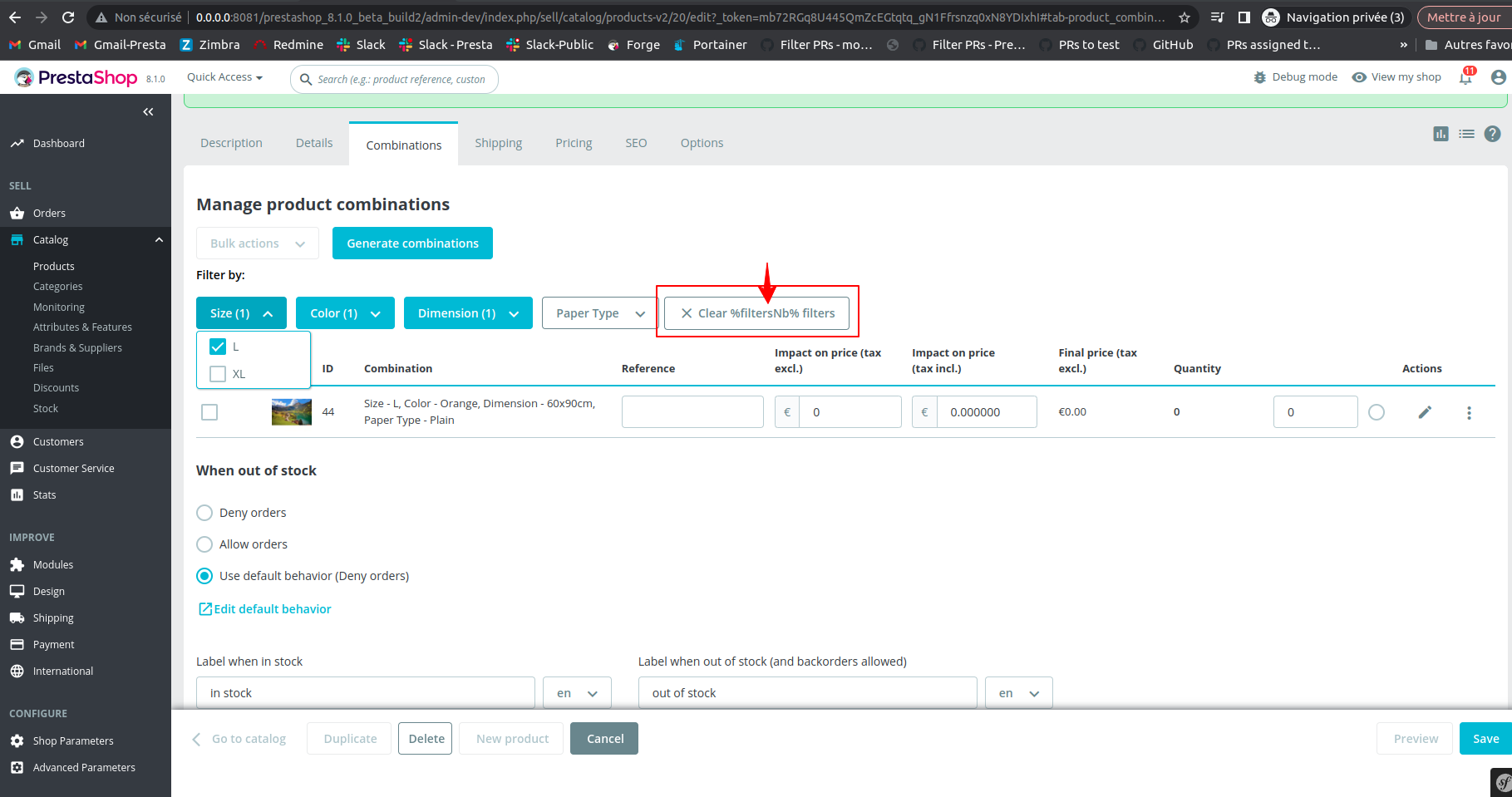 PPV2 - The number of filter is not well displayed when filtering more than one in a product with ...