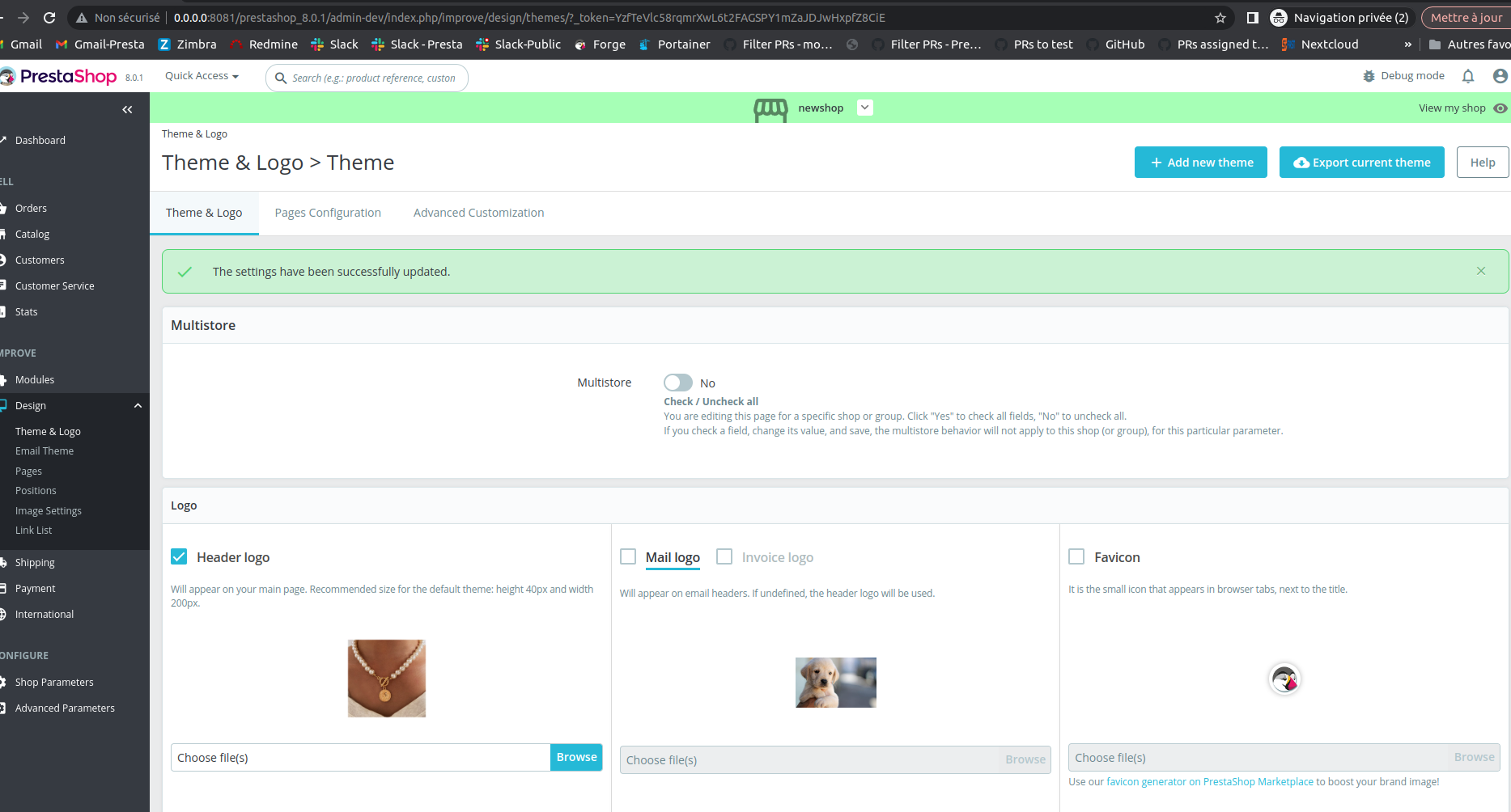 BO - An exception is displayed when selecting the logo for the header and mail at the same time ...