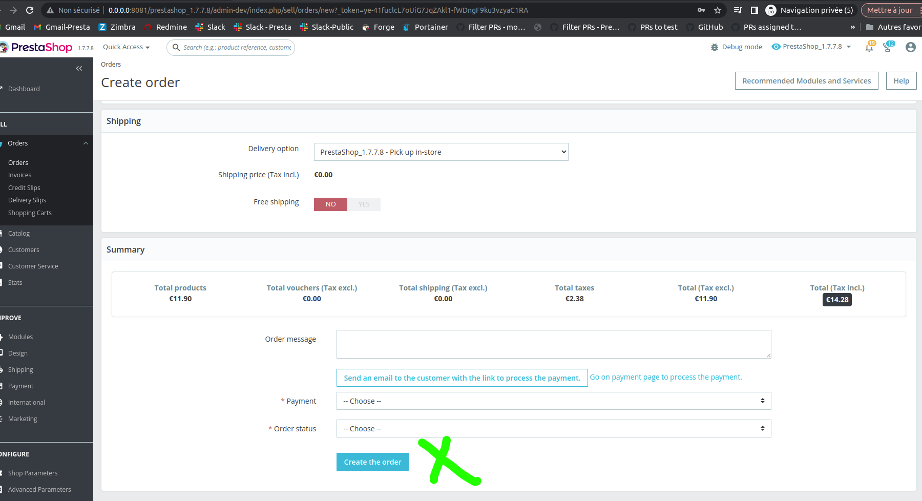 BO - The items of more actions when creating an order on BO are badly displayed when the page is ...