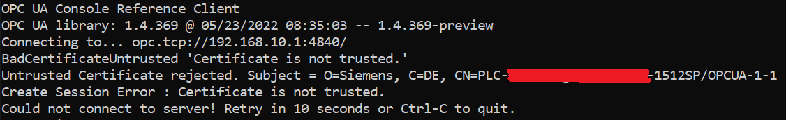 Untrusted Certificate Rejected Issue · Issue #1844 · OPCFoundation/UA-.NETStandard · GitHub