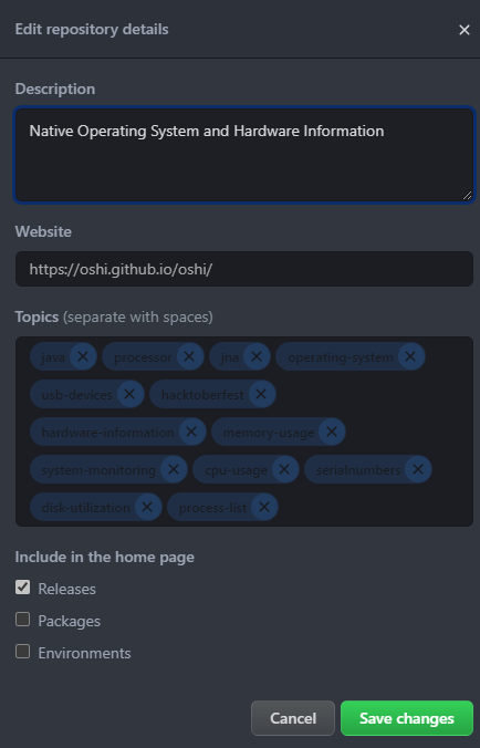 Revamping README and site pages · Issue #1819 · oshi/oshi · GitHub