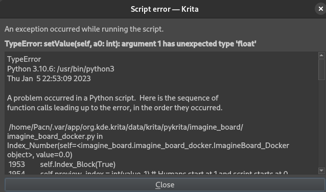 Python error on krita flatpak(linux) · Issue #1 · EyeOdin/imagine_board · GitHub