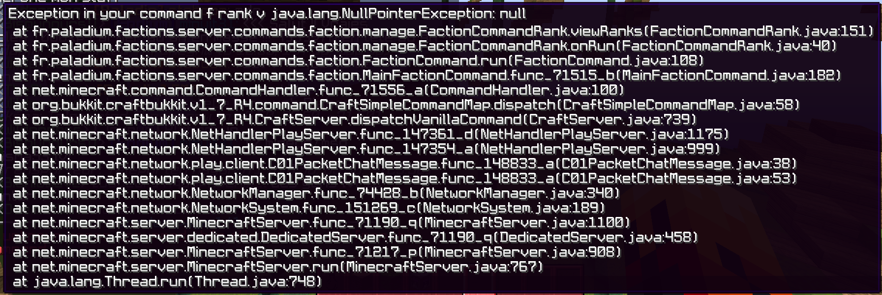 [Bug][Faction]: Erreur /f rank v/view · Issue #468 · Paladium ...