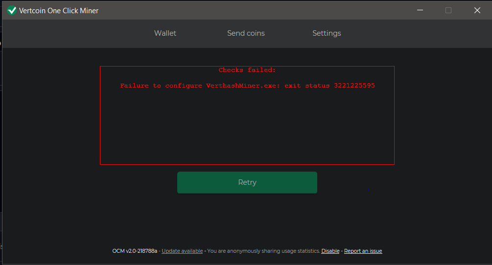 Verthasminer Fail To Check · Issue 429 · Vertcoin Projectone Click