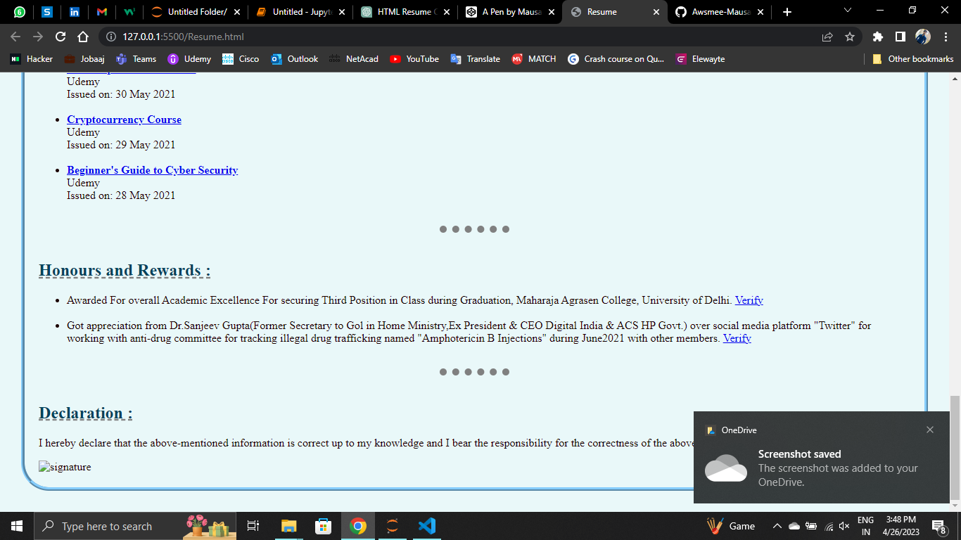 Github Awsmee Mausammyfirstresume This Is My First Resume By Using Html And Css