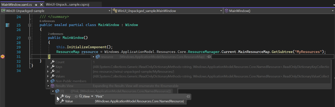 ArgumentException was thrown when trying to get the resources in WinUI unpackaged project ...