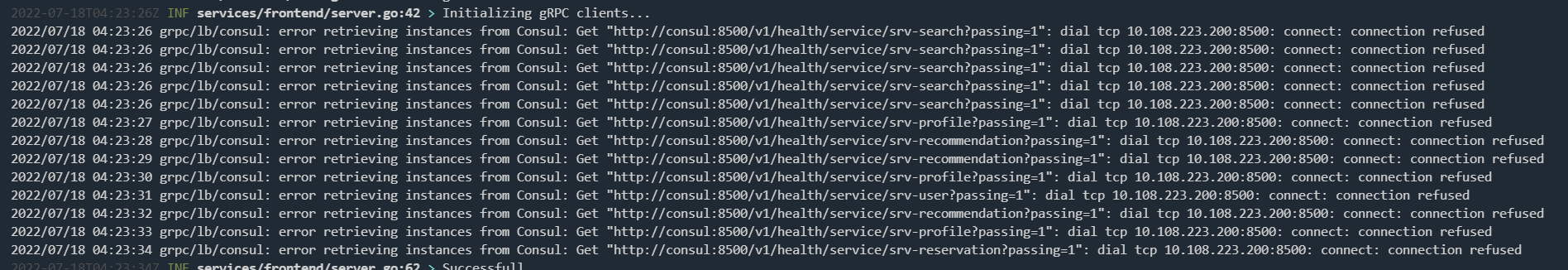[hotelReservation]500 rpc error: code = Unavailable desc = there is no address available · Issue ...