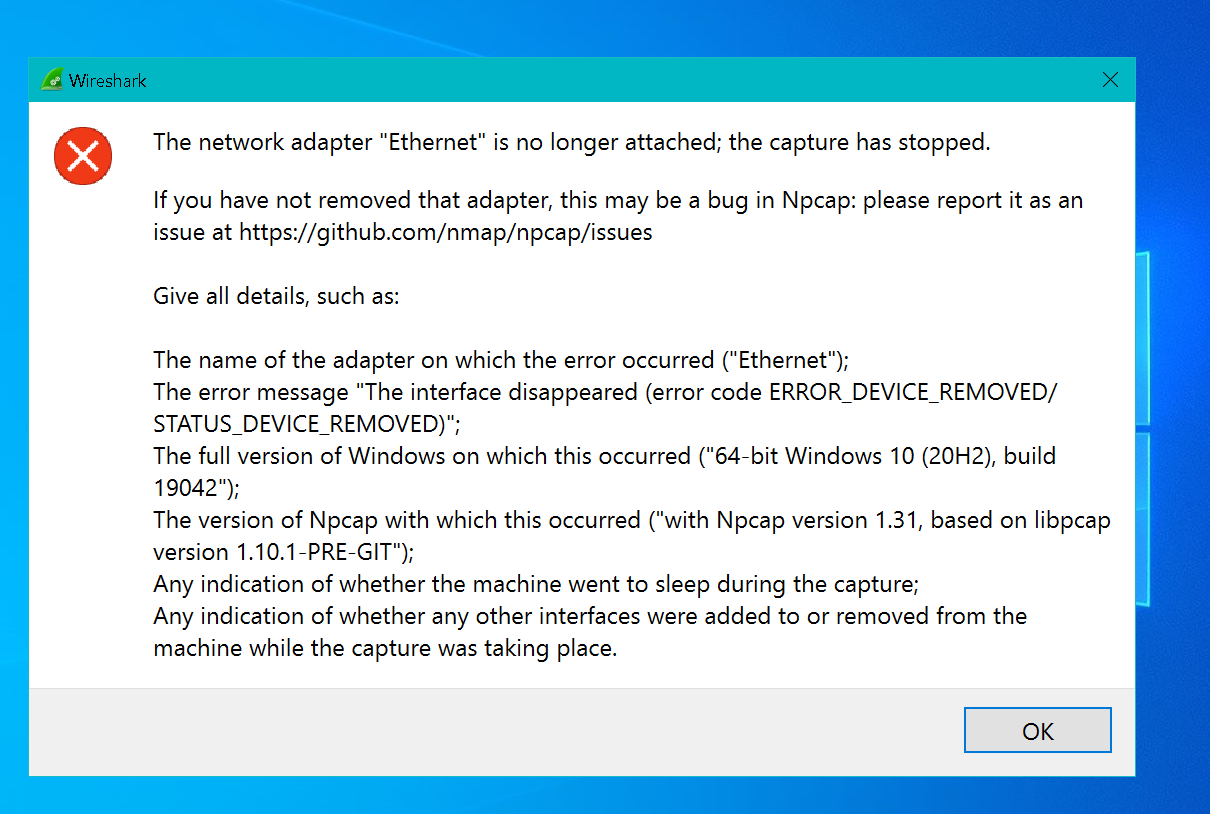 wireshark alert · Issue #554 · nmap/npcap · GitHub