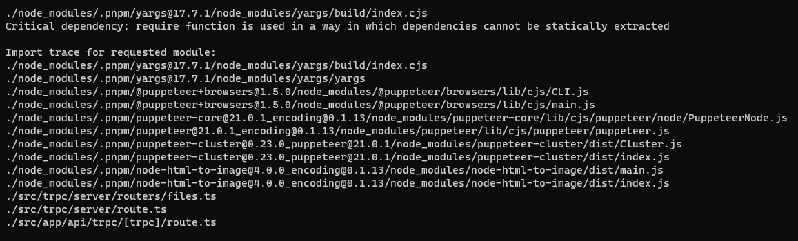 Critical dependency warning with NextJs · Issue #217 · frinyvonnick/node-html-to-image · GitHub