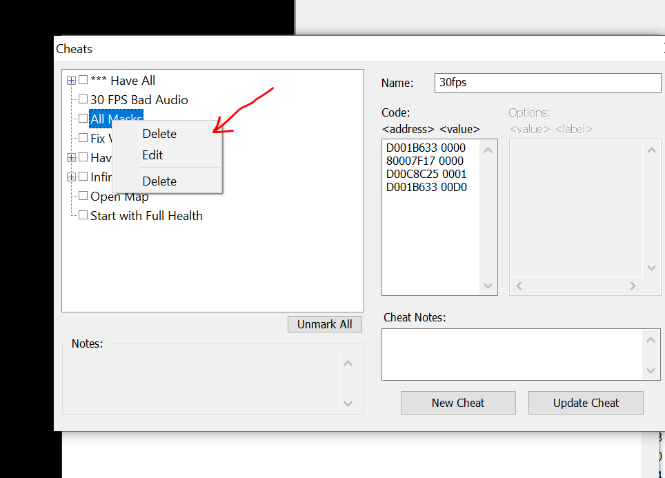 Delete Cheat Double Entry Not Working · Issue 1651 · Project64project64 · Github 