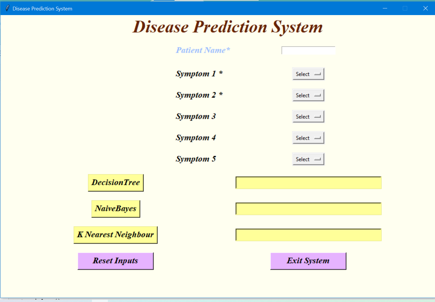 GitHub - akshaymatre08/diseasepredictionsystem: Disease Prediction ...