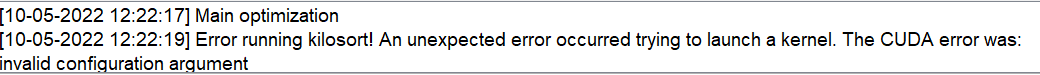 CUDA error when beginning main optimization · Issue #497 · MouseLand/Kilosort · GitHub