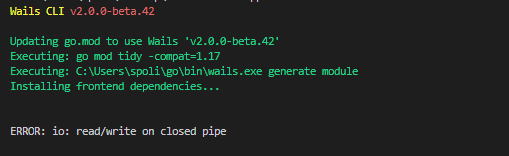 [V2] Error on wails dev command · Issue #1680 · wailsapp/wails · GitHub