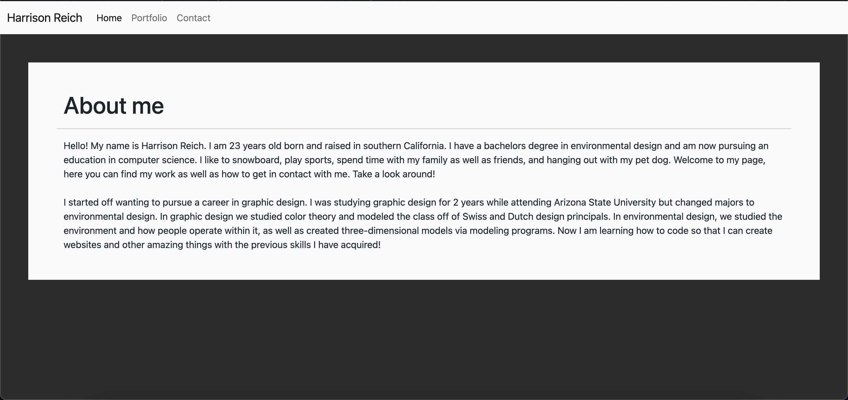 GitHub - Harrison-Reich/Homework2-portfolio