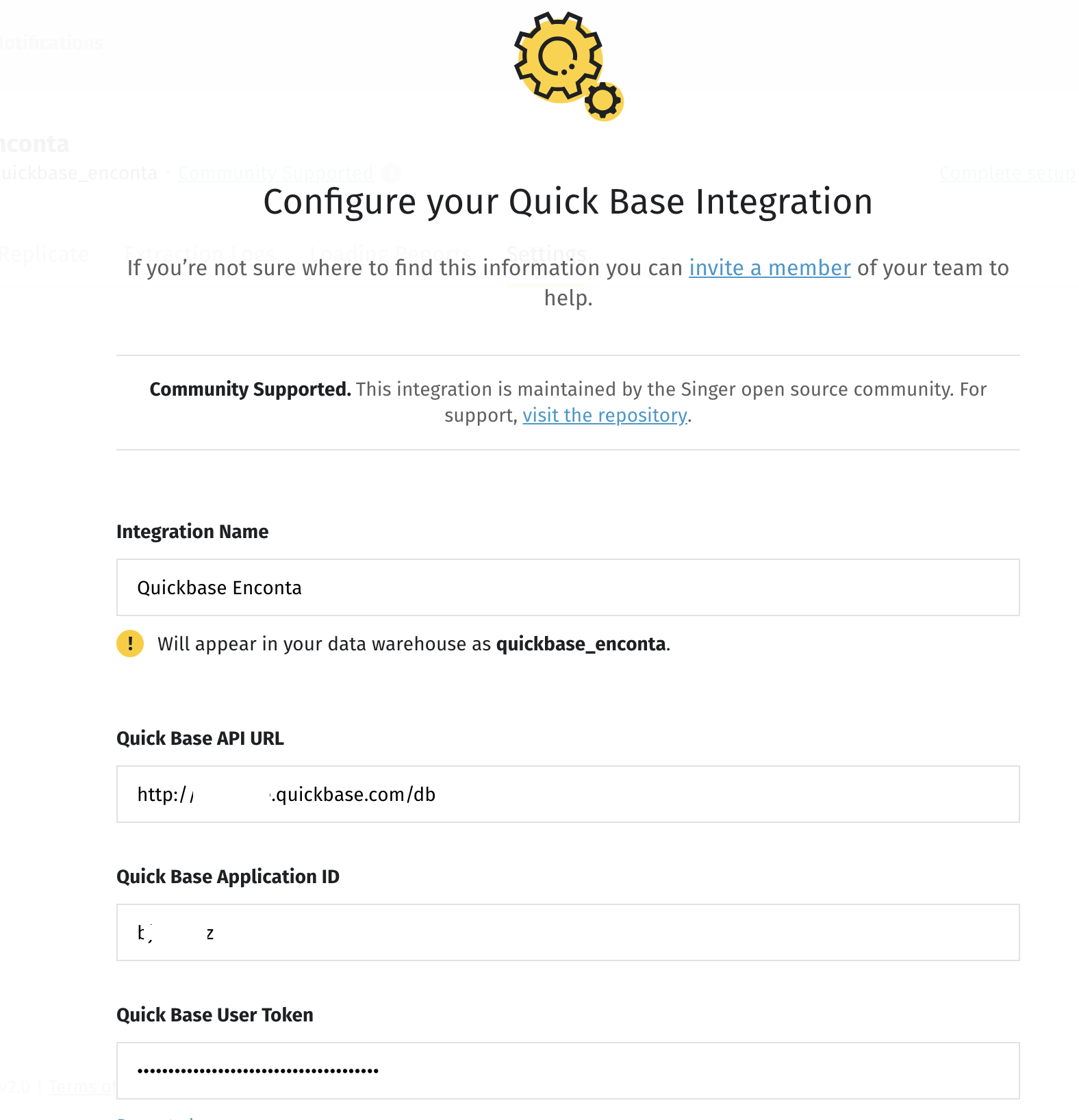 Can't use integration through Stitch using API token and URL. Getting ...
