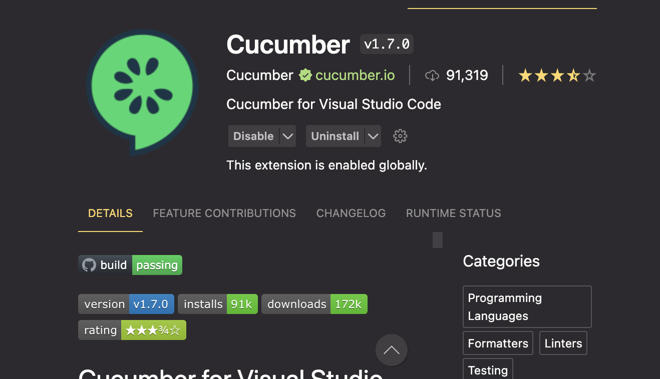 Cucumber.io doesn't work properly on VS Code v1.79.2 · Issue #186327 · microsoft/vscode · GitHub