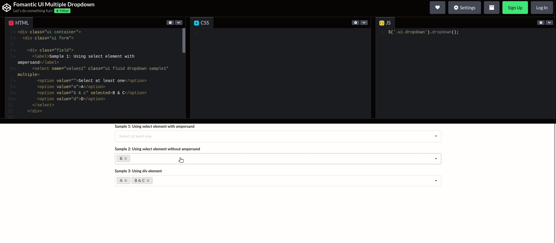 [Dropdown] Multiple dropdown doesn't show selected label if the selected value has ampersand ...