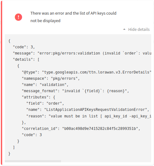 Unable to sort the API Key tables based on the `Granted Rights` in TTS Console · Issue #5541 ...