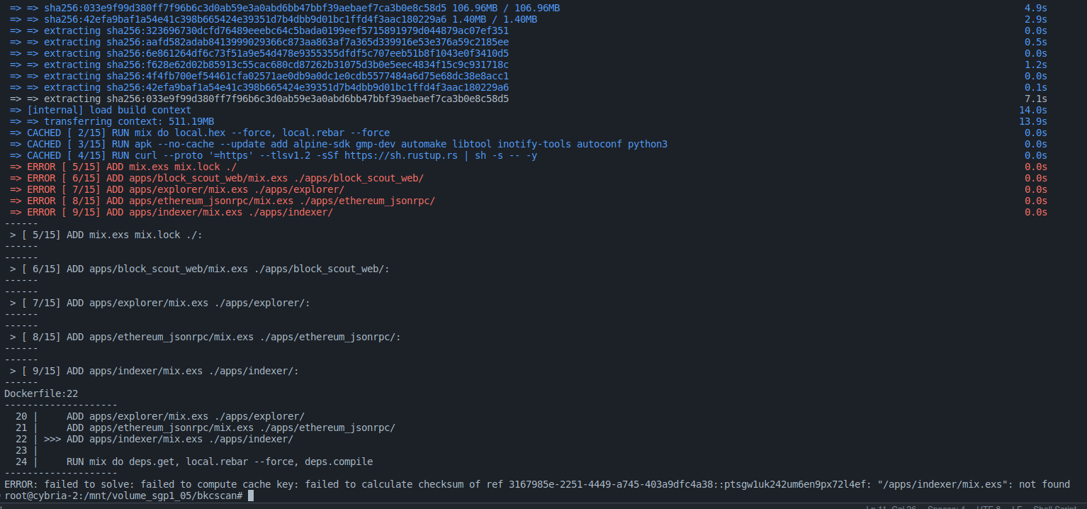 Docker is unable to find the file mix.exs in the directory apps/indexer/ · Issue #5 · bitkub ...